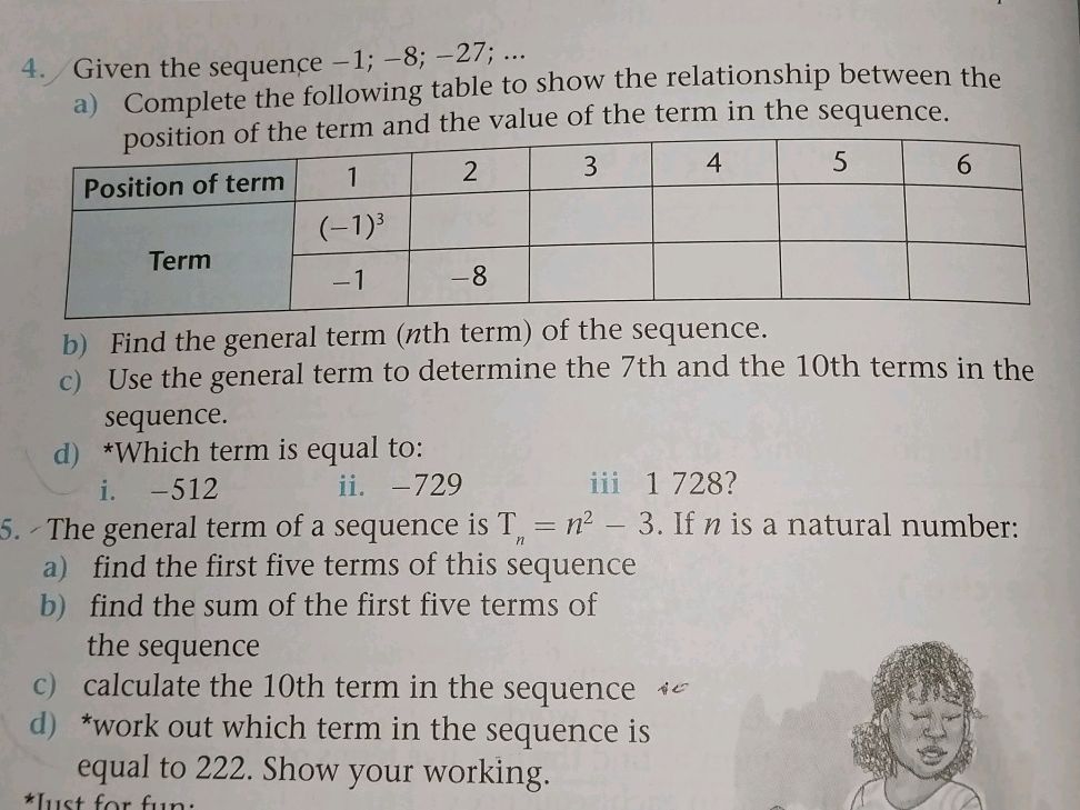 4. Given the sequence -1; -8; -27; ... a) | StudyX
