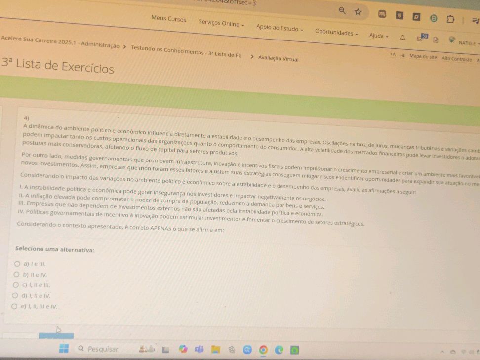 4) A dinâmica do ambiente politico e | StudyX