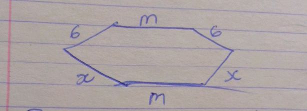 The image shows a hexagon with sides labeled | StudyX