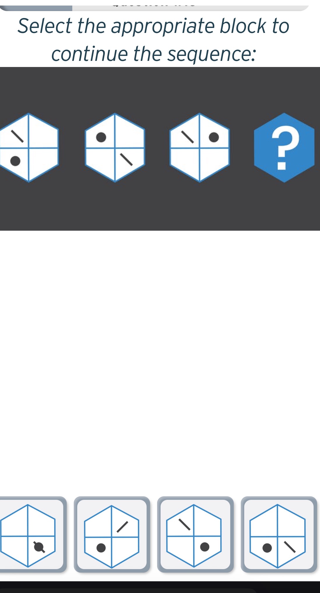 Select the appropriate block to continue the | StudyX