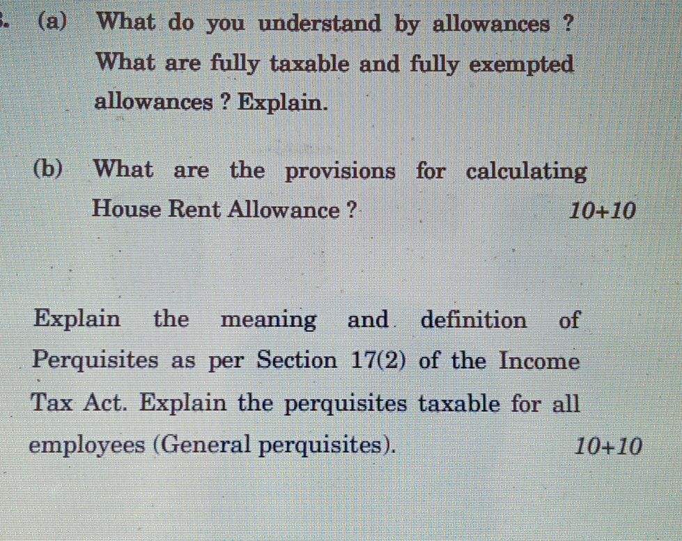 8. (a) What do you understand by allowances | StudyX