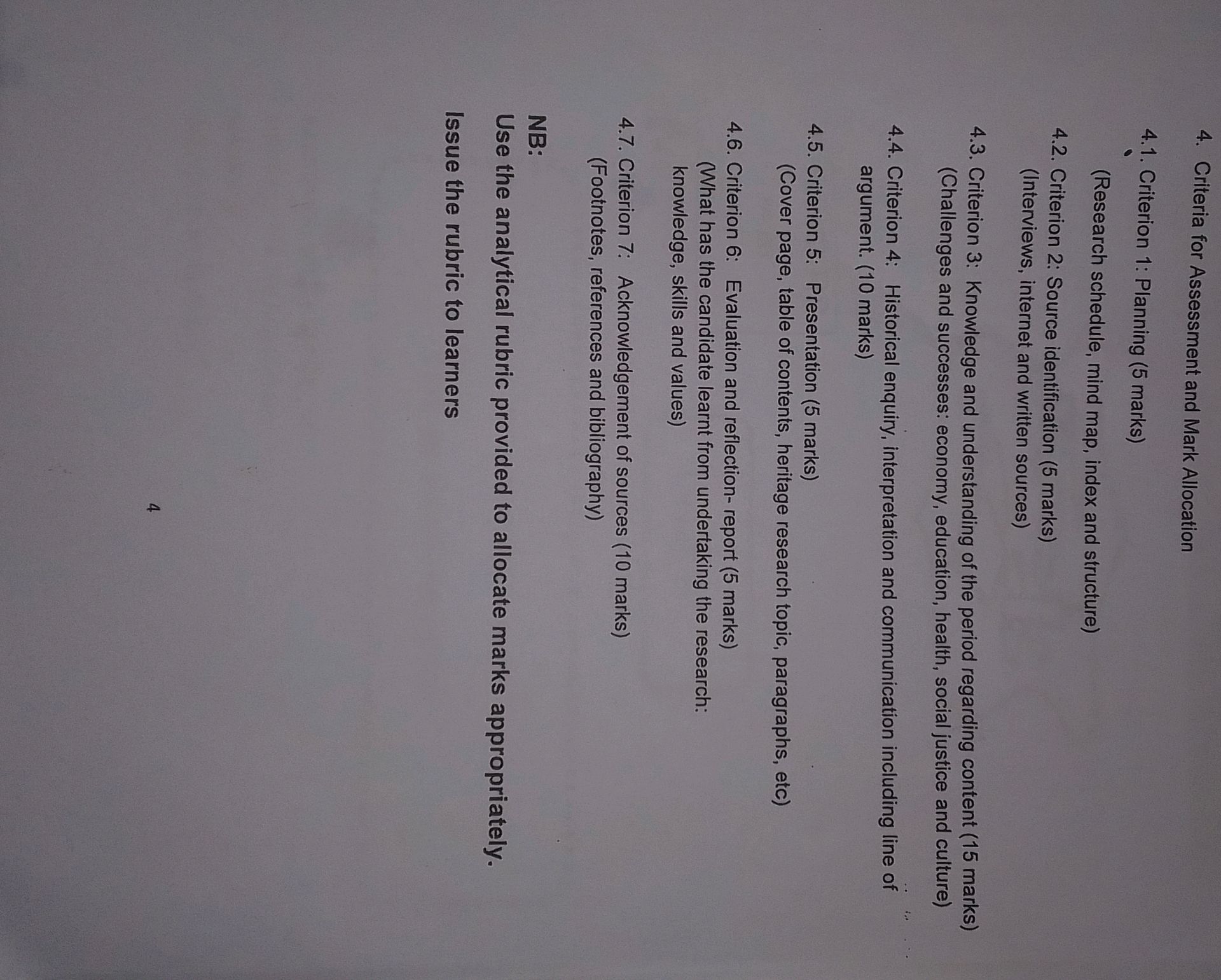 4. Criteria for Assessment and Mark | StudyX