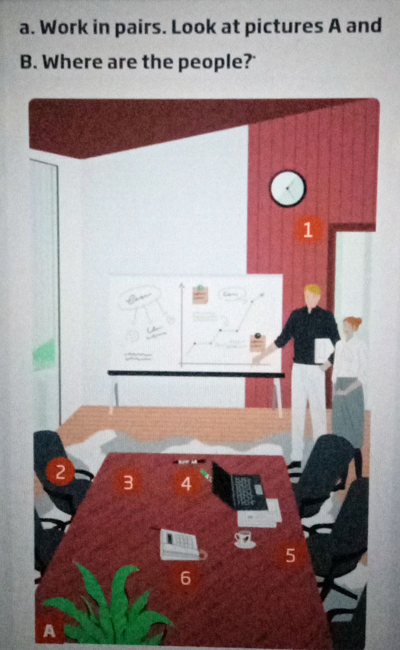 a. Work in pairs. Look at pictures A and B. | StudyX