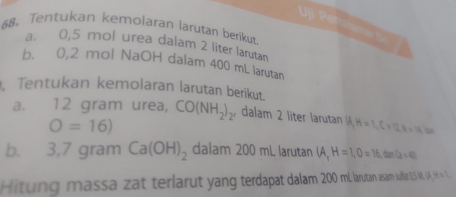 68. Tentukan kemolaran larutan berikut. a. | StudyX