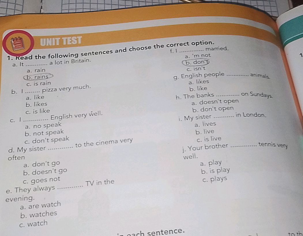 1. Read the following sentences and choose | StudyX