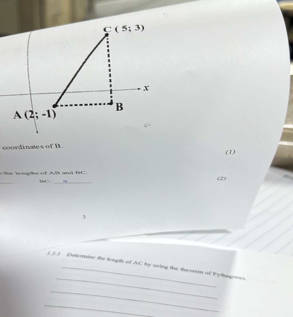 Given a diagram with points A(2; -1), B, and | StudyX