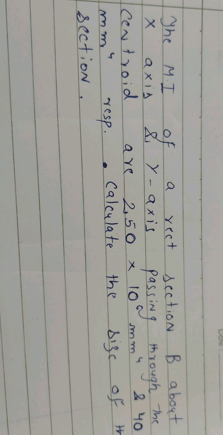 The MI of a rect section B about X axis | StudyX