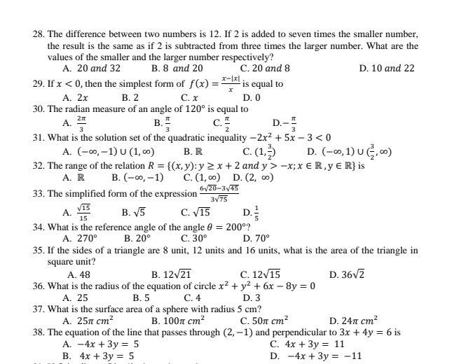 28. The difference between two numbers is | StudyX