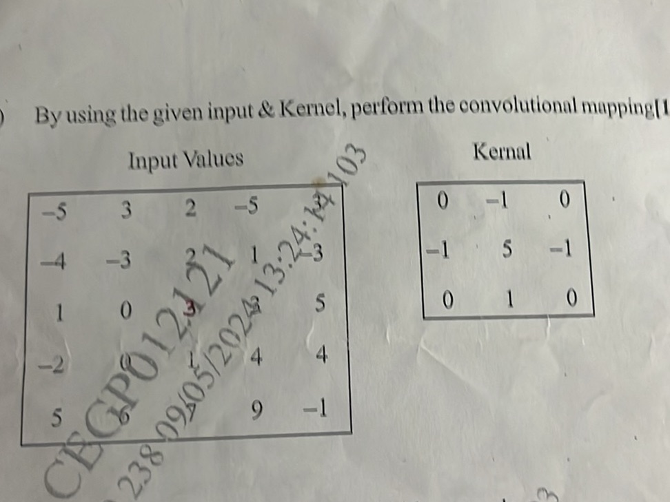 By using the given input Kernel, perform | StudyX