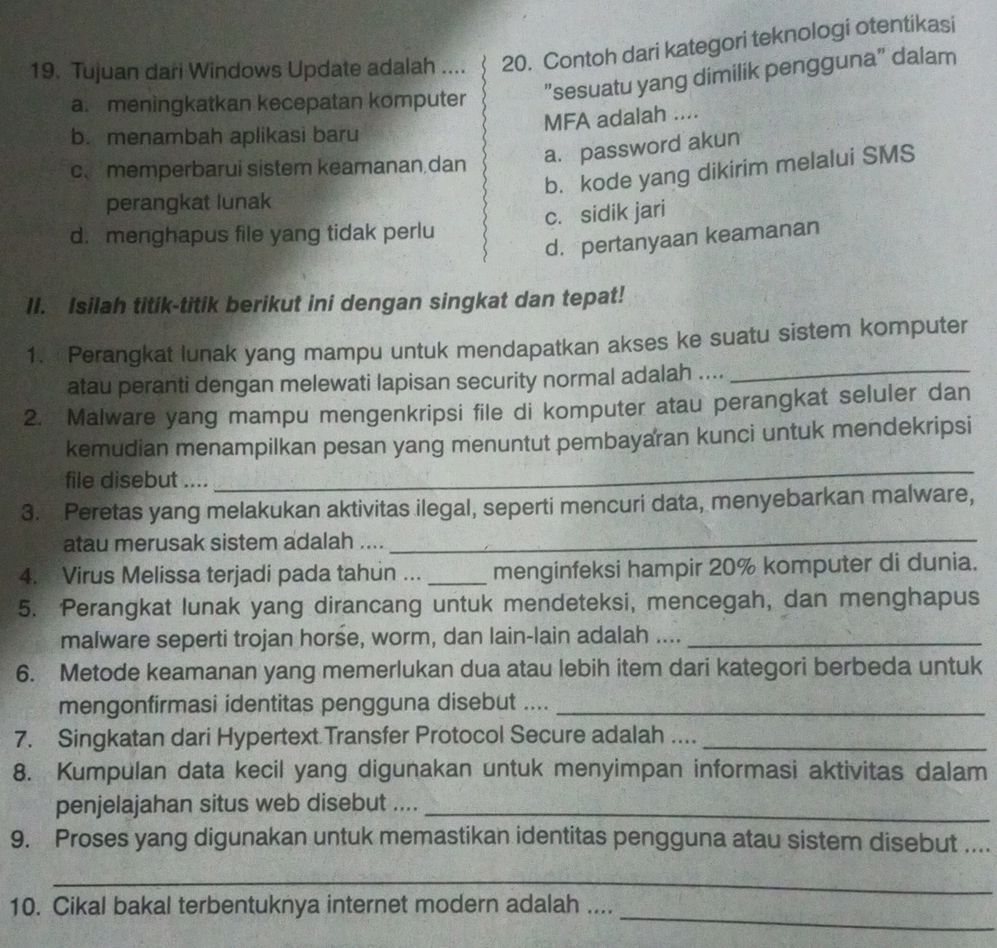 19. Tujuan dari Windows Update adalah ... a. | StudyX