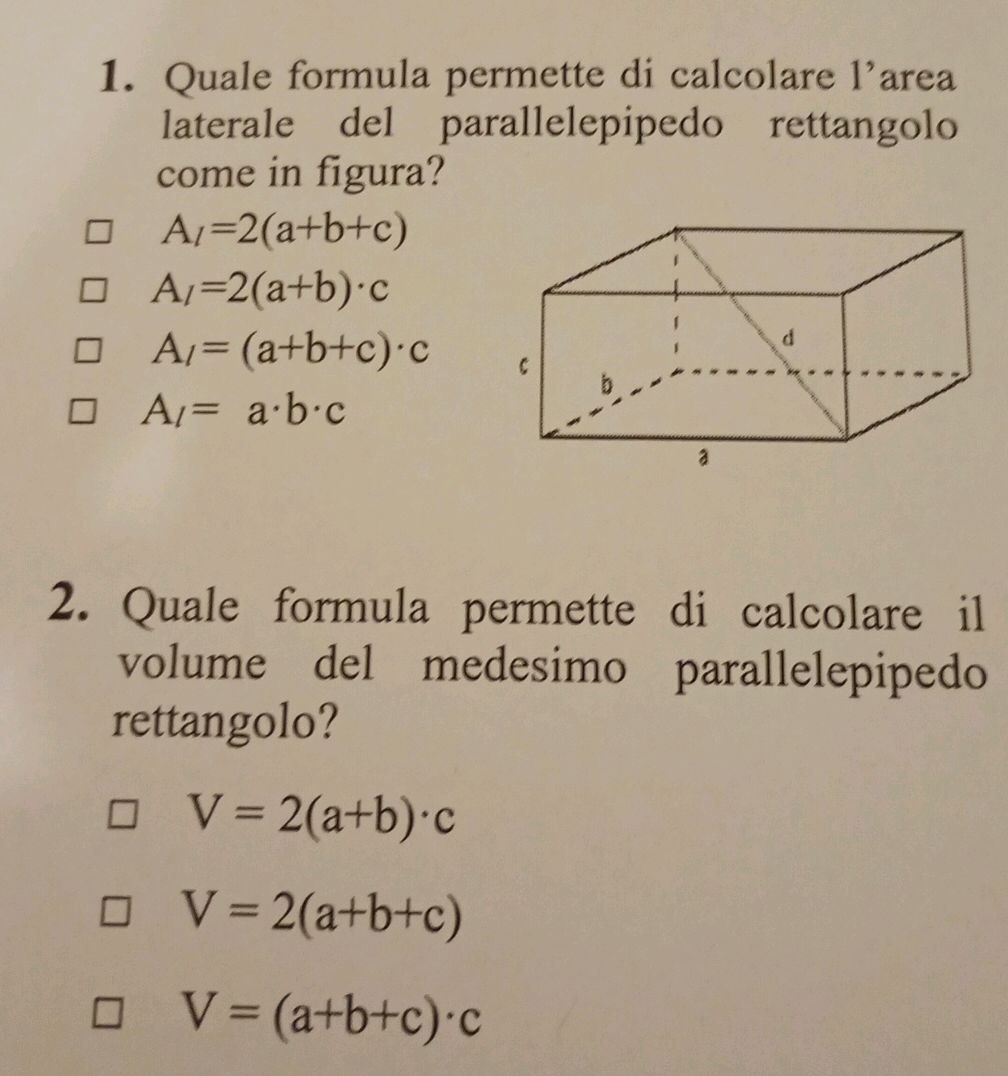 1. Quale formula permette di calcolare | StudyX