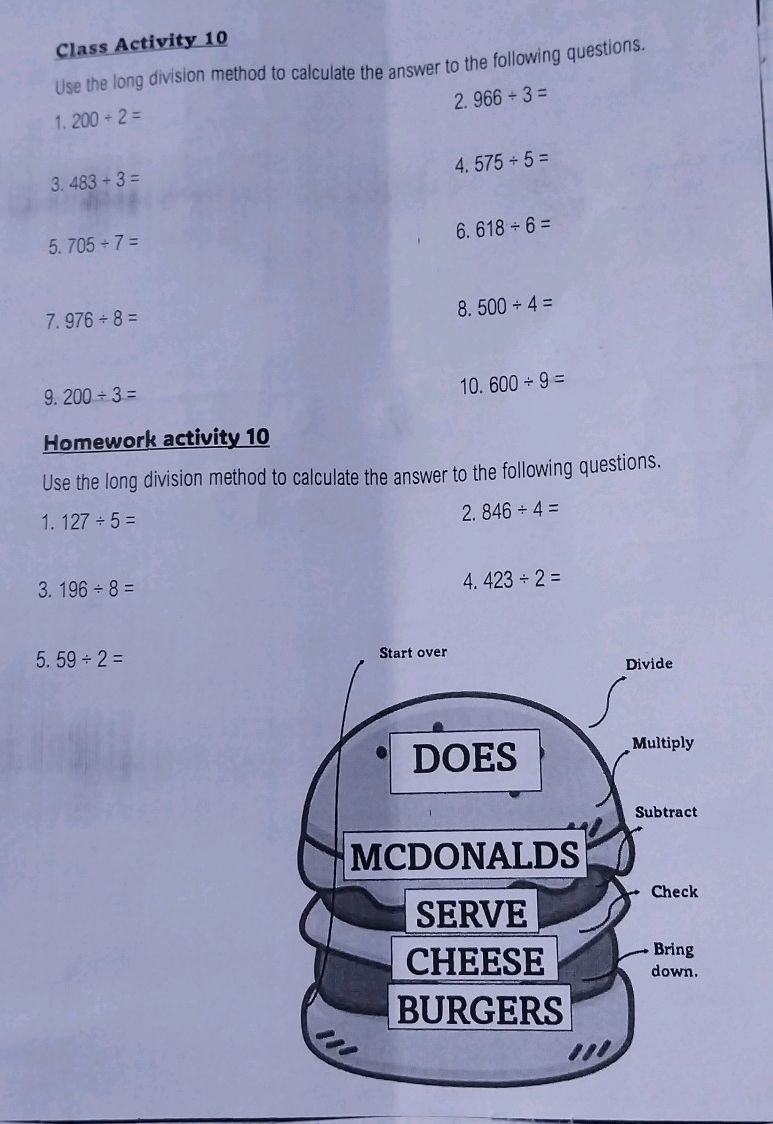 Class Activity 10 Use the long division | StudyX