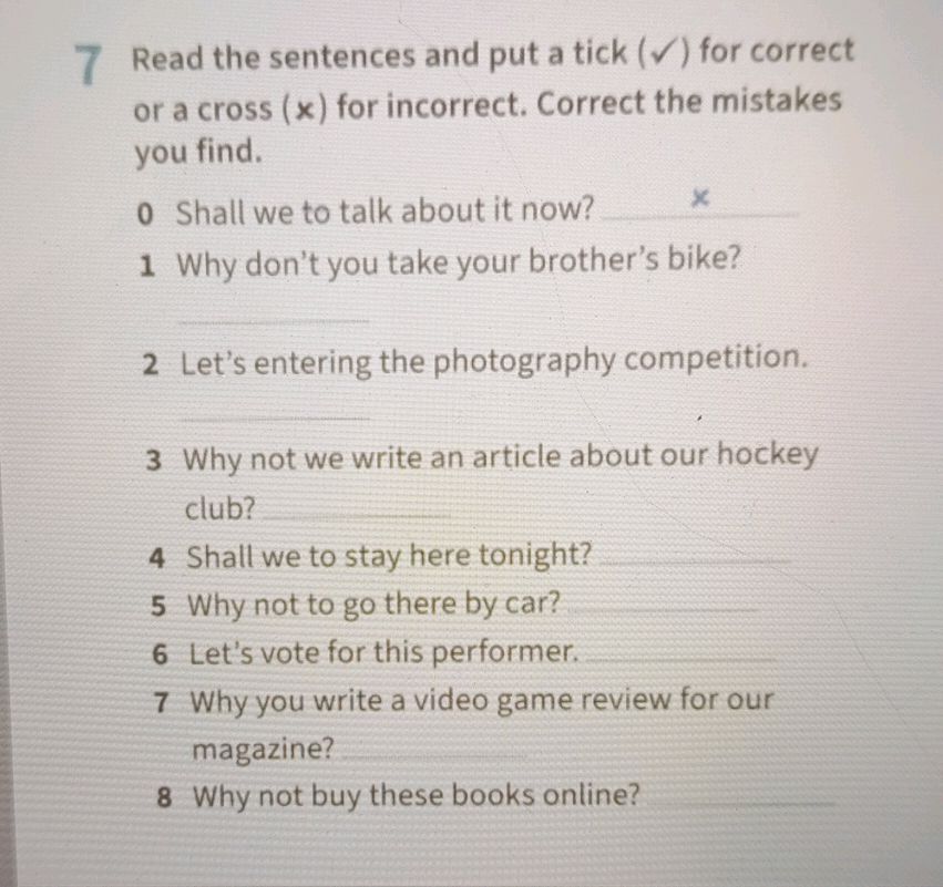Read the sentences and put a tick ( ) for | StudyX