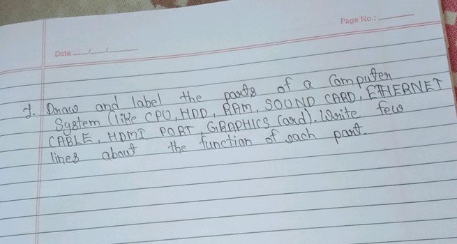 1. Draw and label the parts of a Computer | StudyX