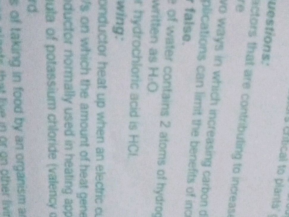 Questions: Hydrochloric acid is HCl. Water | StudyX