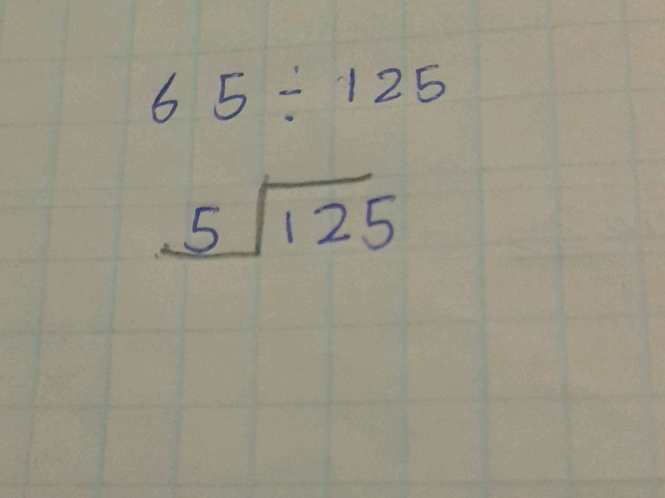 Division problem: 65 divided by 125 | StudyX