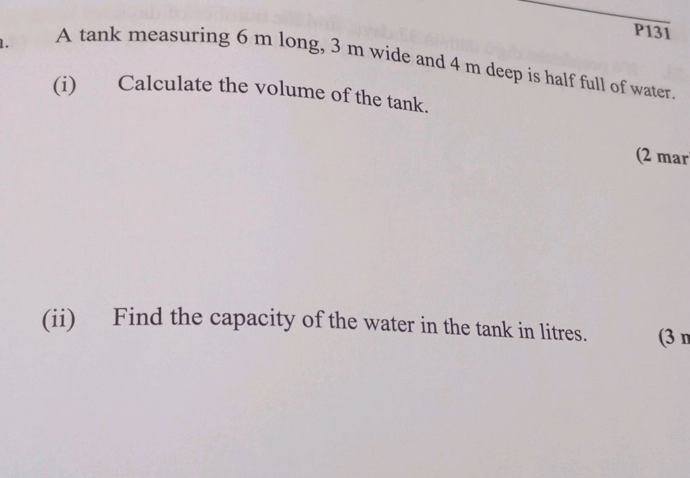 A tank measuring 6 m long, 3 m wide and 4 m | StudyX