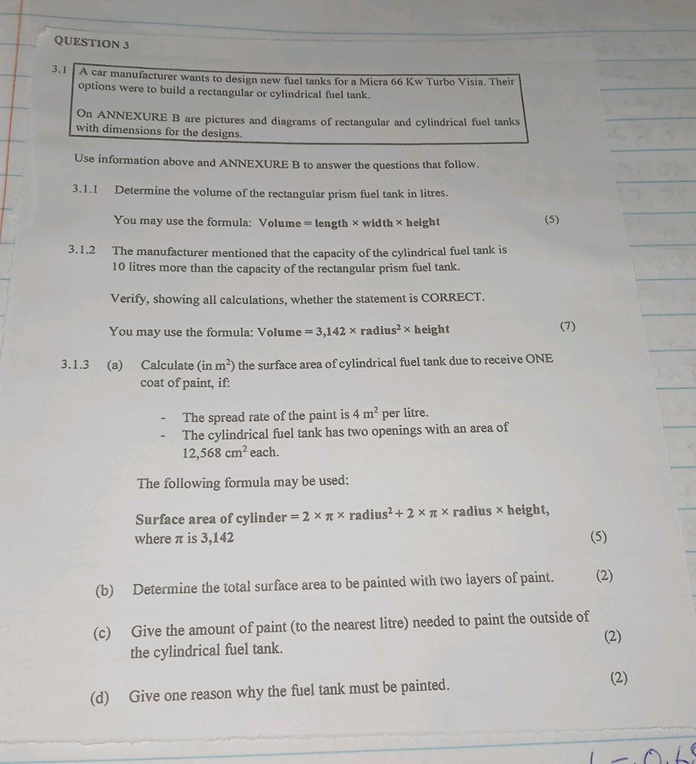 QUESTION 3 3.1 A car manufacturer wants to | StudyX