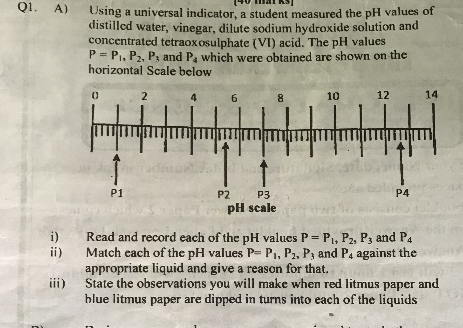 Q1. A) Using a universal indicator, a | StudyX