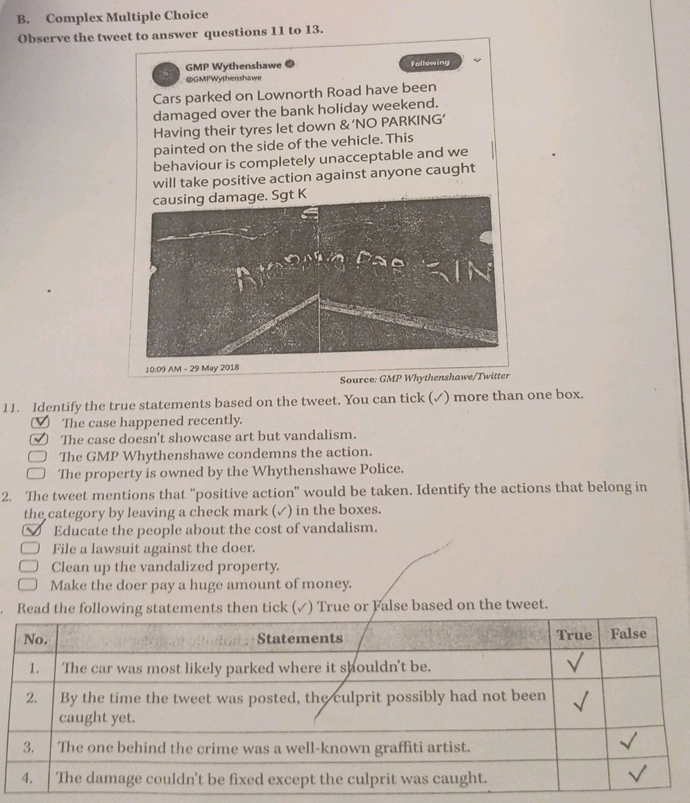 B. Complex Multiple Choice Observe the tweet | StudyX