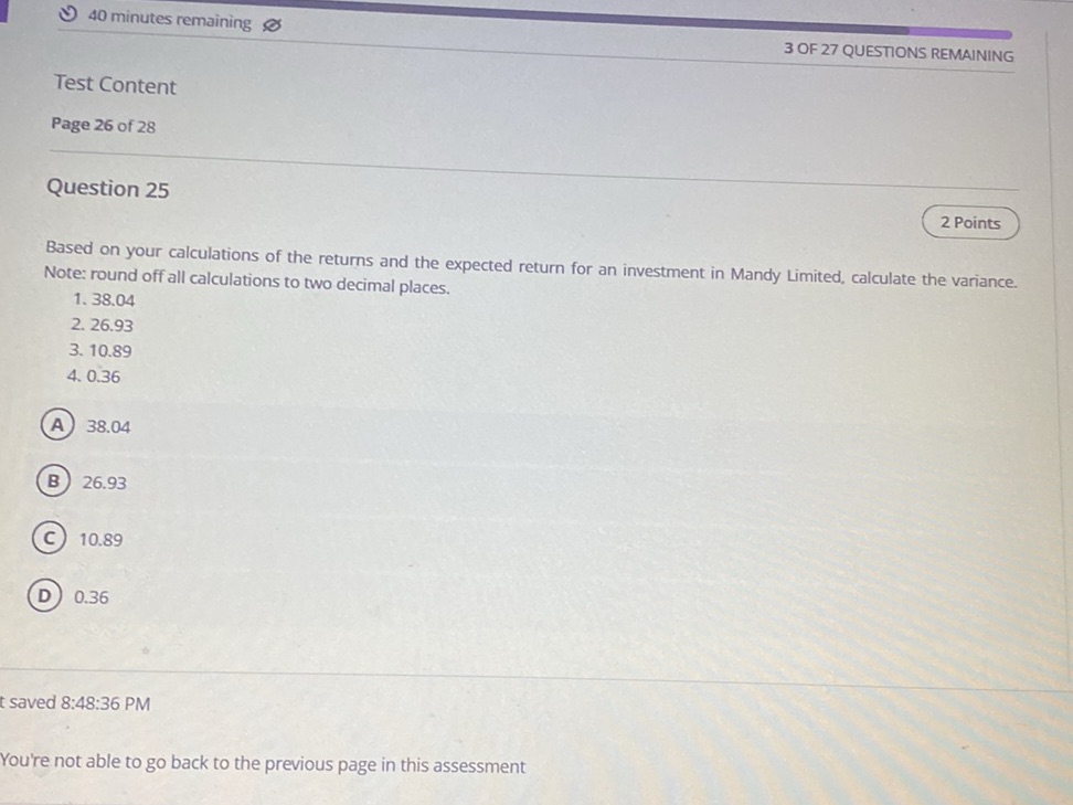 Based on your calculations of the returns | StudyX