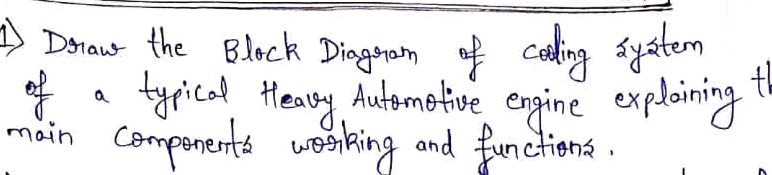 1) Draw the Block Diagram of cooling system | StudyX