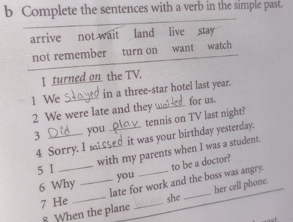 Complete the sentences with a verb in the | StudyX