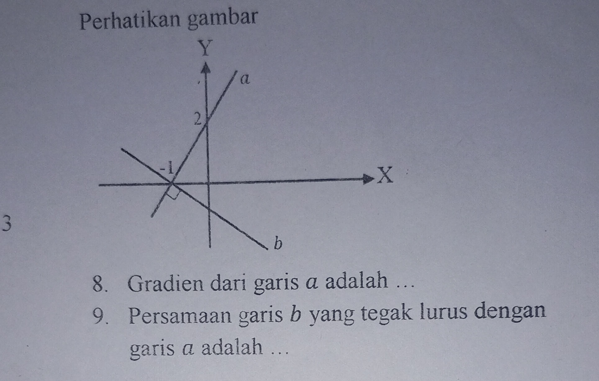 Perhatikan gambar 8. Gradien dari garis a | StudyX