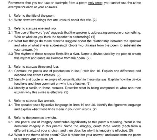 1. Refer to the title of the poem. 1.1 Write | StudyX