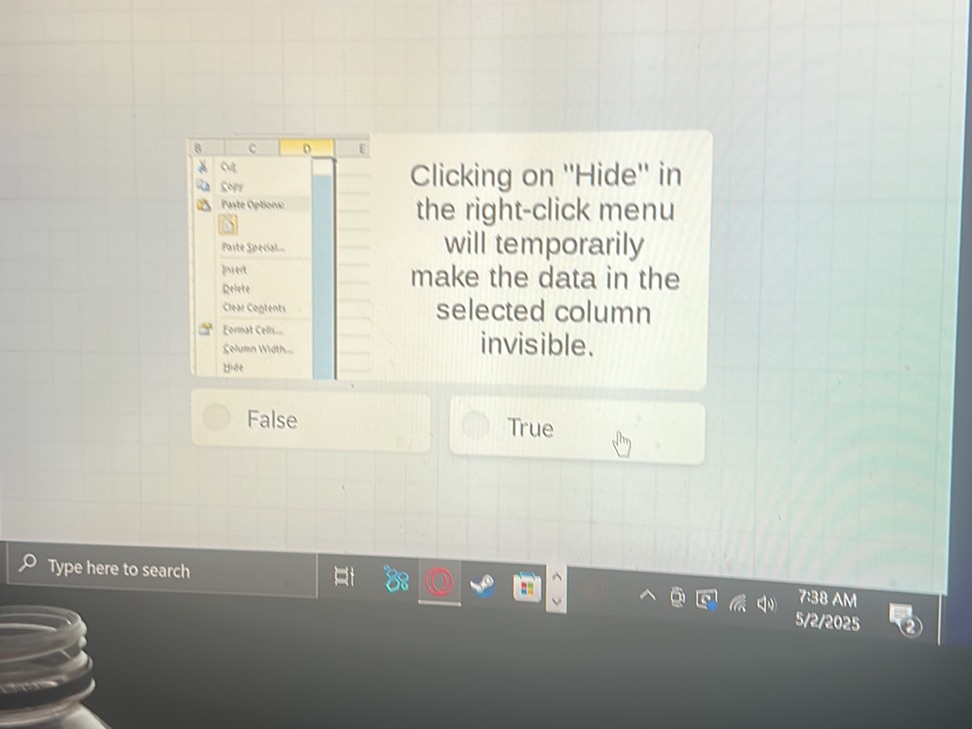Clicking on "Hide" in the right-click menu | StudyX
