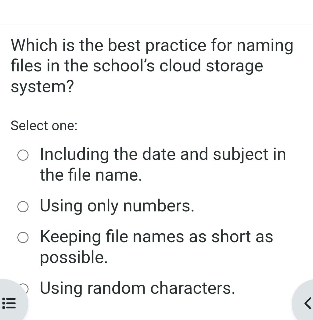 Which is the best practice for naming files | StudyX