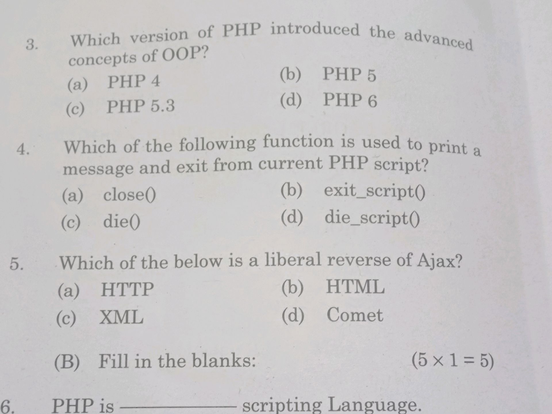 3. Which version of PHP introduced the | StudyX