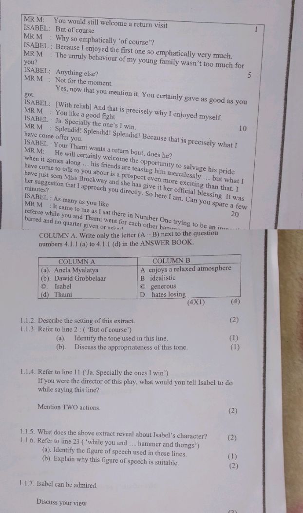 COLUMN A. Write only the letter (A - B) next | StudyX