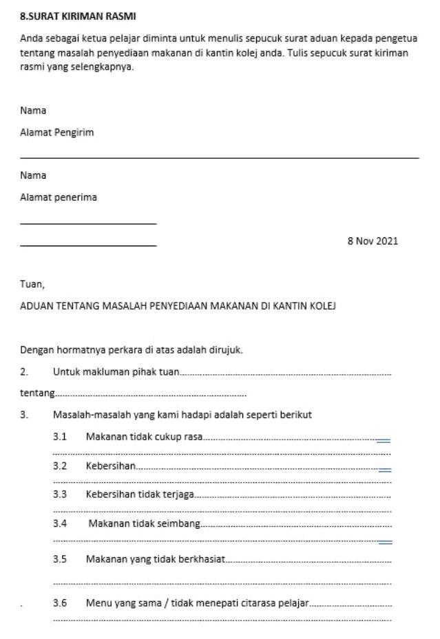 8. SURAT KIRIMAN RASMI Anda sebagai ketua | StudyX