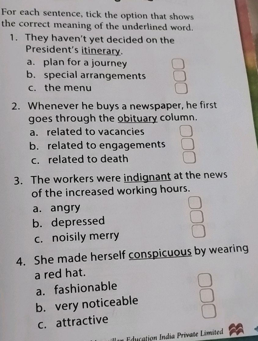 For each sentence, tick the option that | StudyX