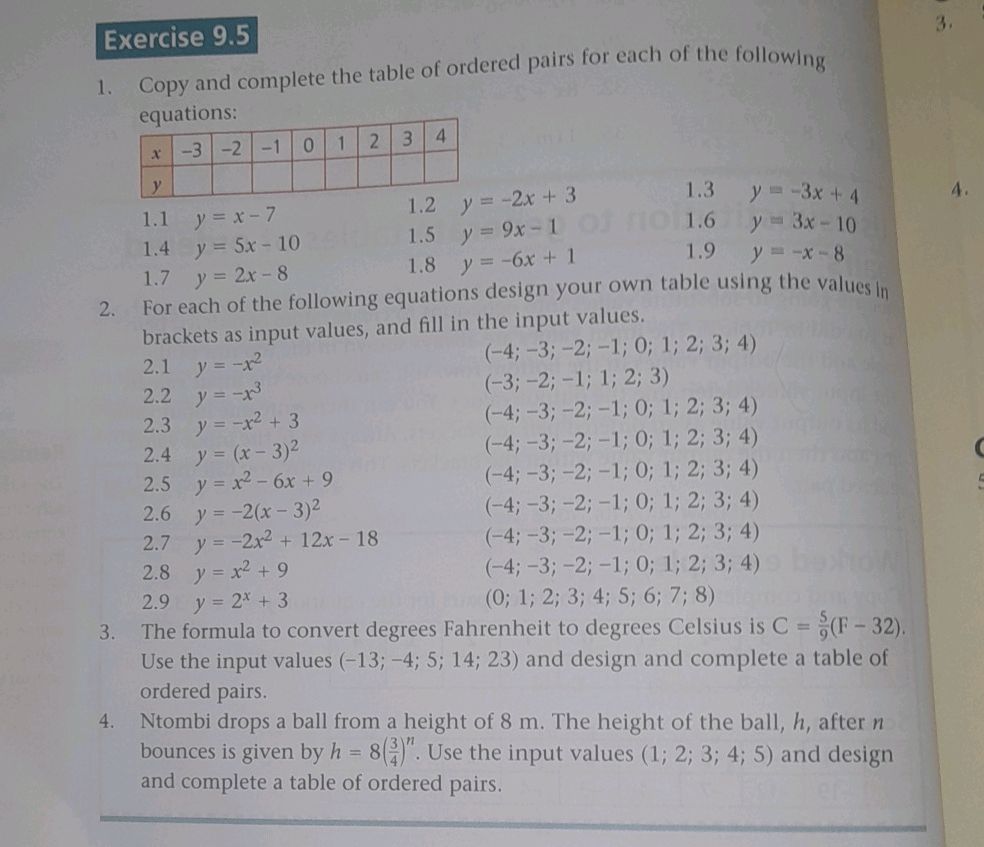 1. Copy and complete the table of ordered | StudyX