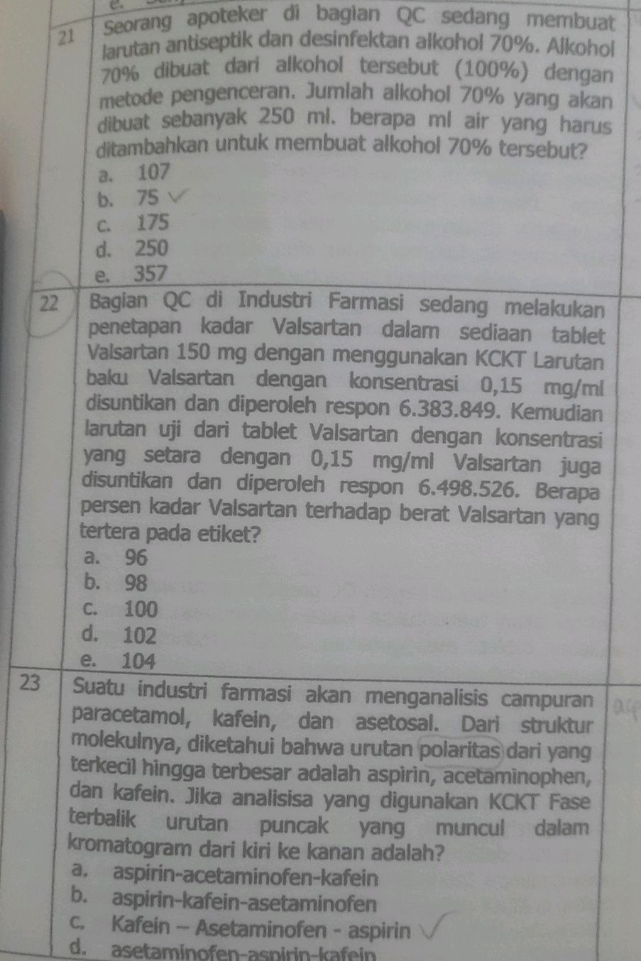 21. Seorang apoteker di bagian QC sedang | StudyX