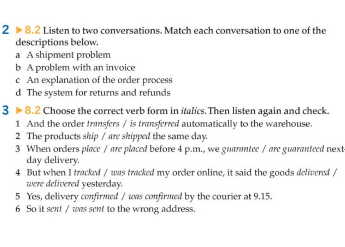 2 8.2 Listen to two conversations. Match | StudyX