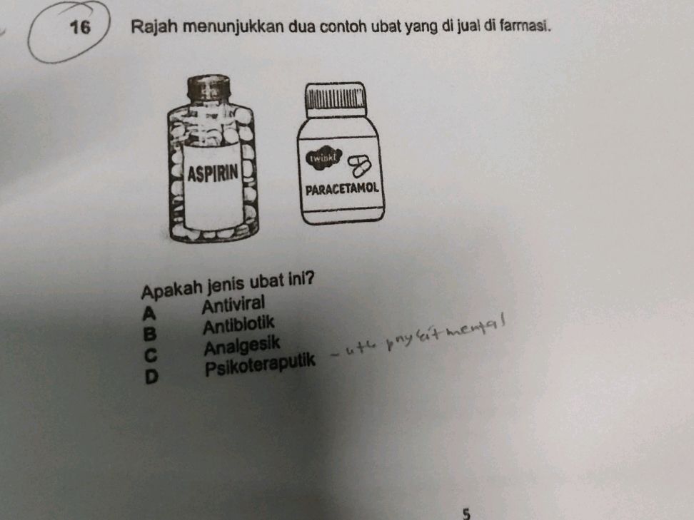 Rajah menunjukkan dua contoh ubat yang di | StudyX