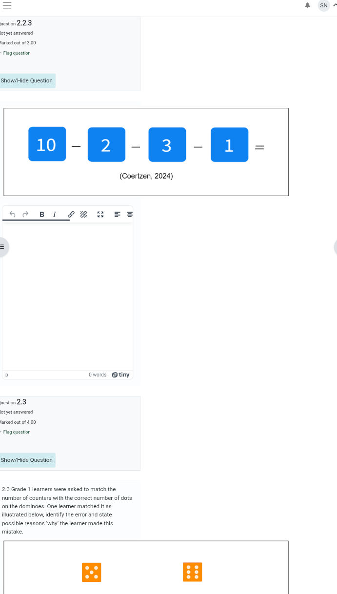 10 - 2 - 3 - 1 = 2.3 Grade 1 learners were | StudyX