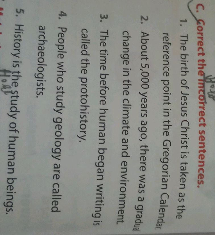 C. Correct the incorrect sentences. 1. The | StudyX