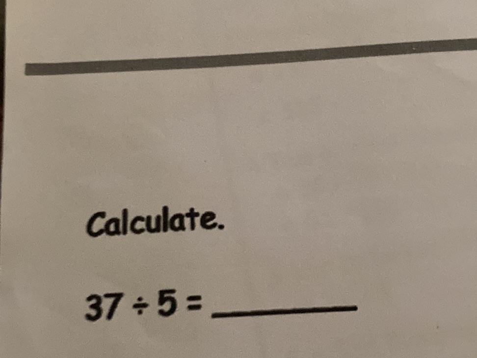 Calculate 37 divided by 5 | StudyX