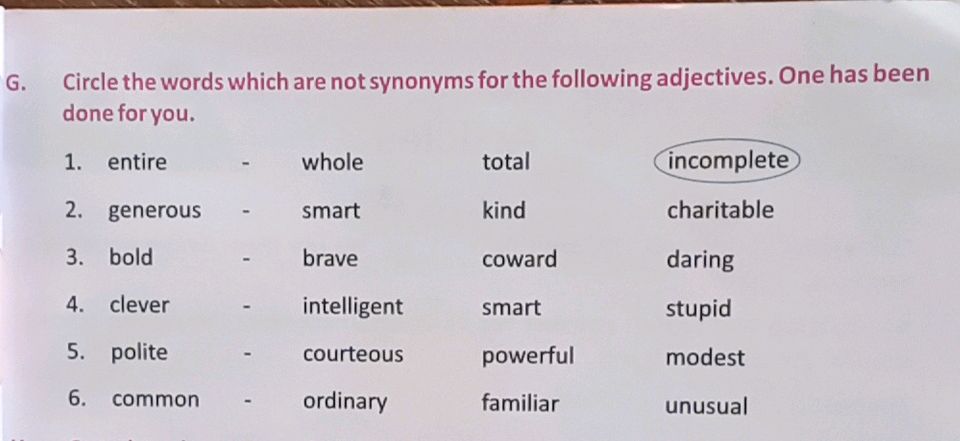 Circle the words which are not synonyms for | StudyX