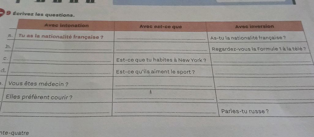 9 Écrivez les questions. | Avec intonation | StudyX