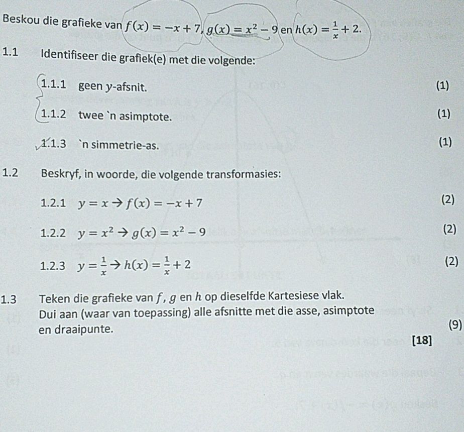 Beskou die grafieke van $f(x) = -x + 7$, | StudyX