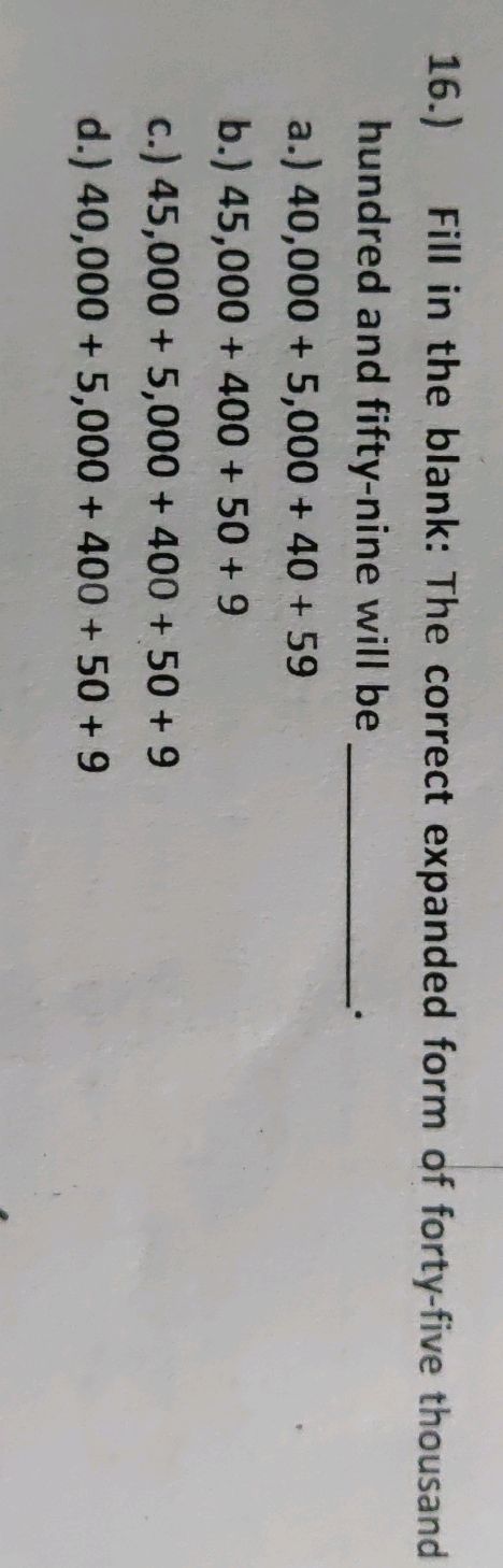 16.) Fill in the blank: The correct expanded | StudyX