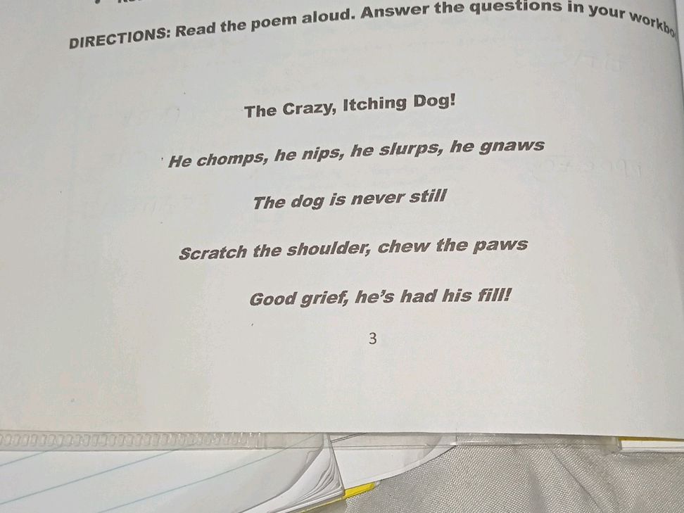 DIRECTIONS: Read the poem aloud. Answer the | StudyX