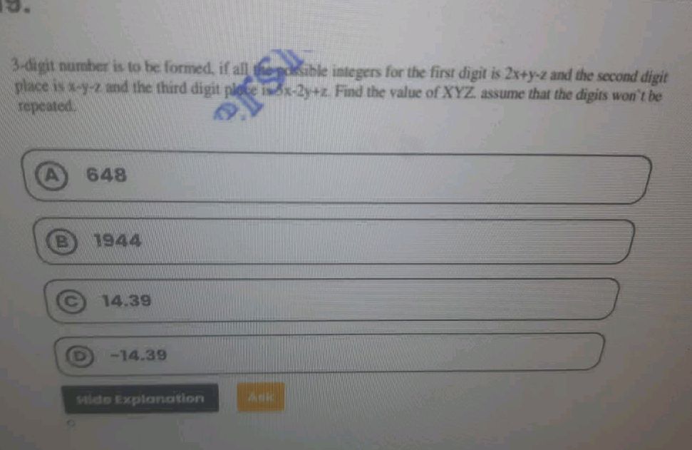 3-digit number is to be formed, if all the | StudyX