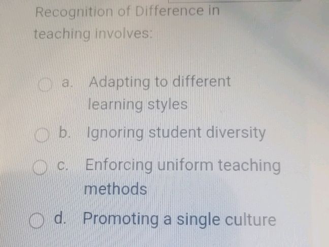 Recognition of Difference in teaching | StudyX