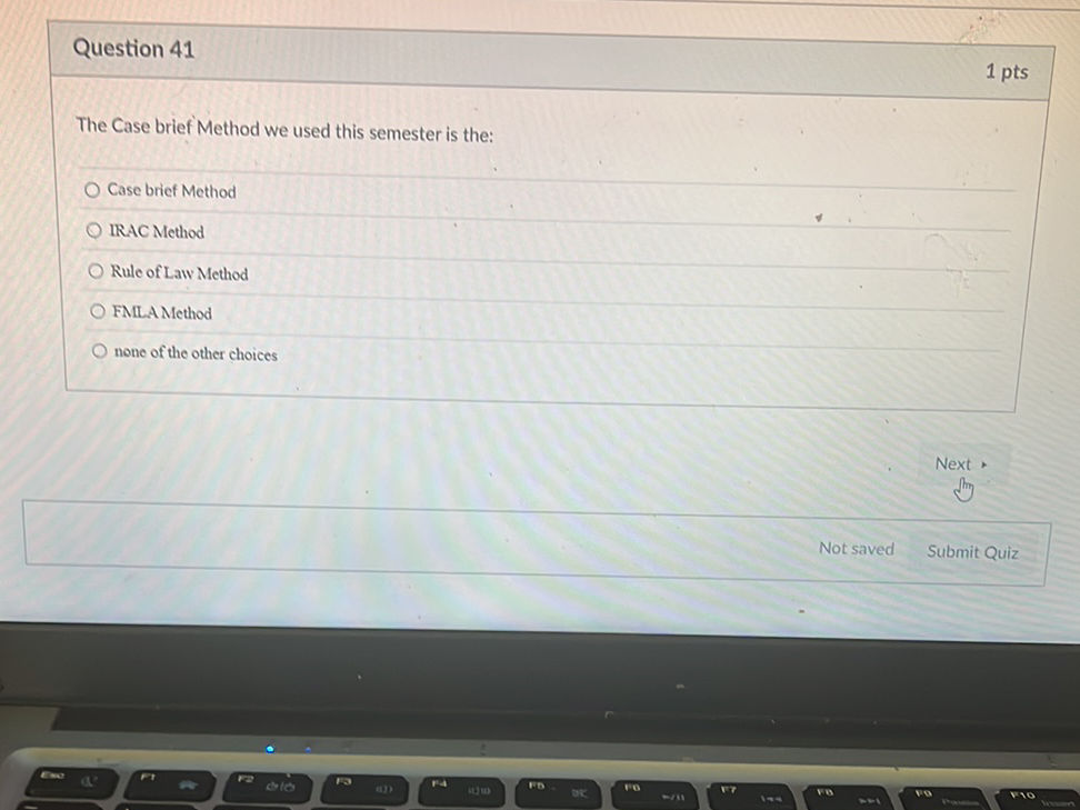 Question 41 The Case brief Method we used | StudyX